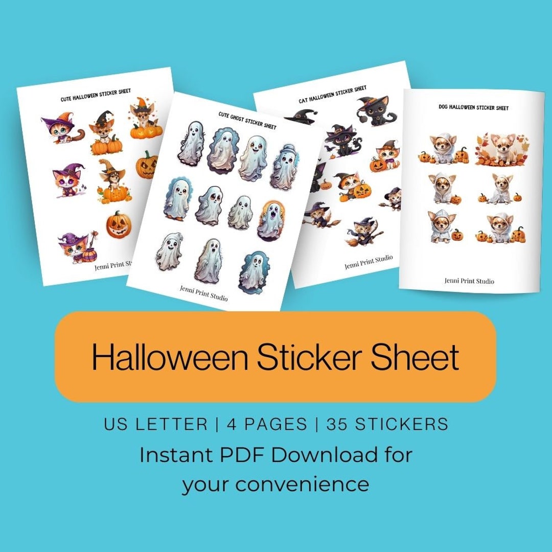 Cute Printable Halloween Stickers Instant Download Stickers - Etsy