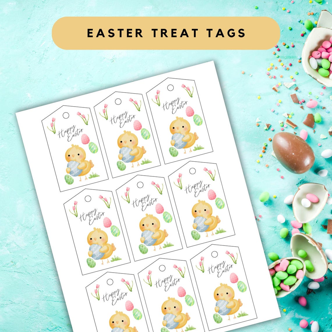 Easter Treat Tags, Printable Gift Tags, Easter Basket Tag, Easter Party ...