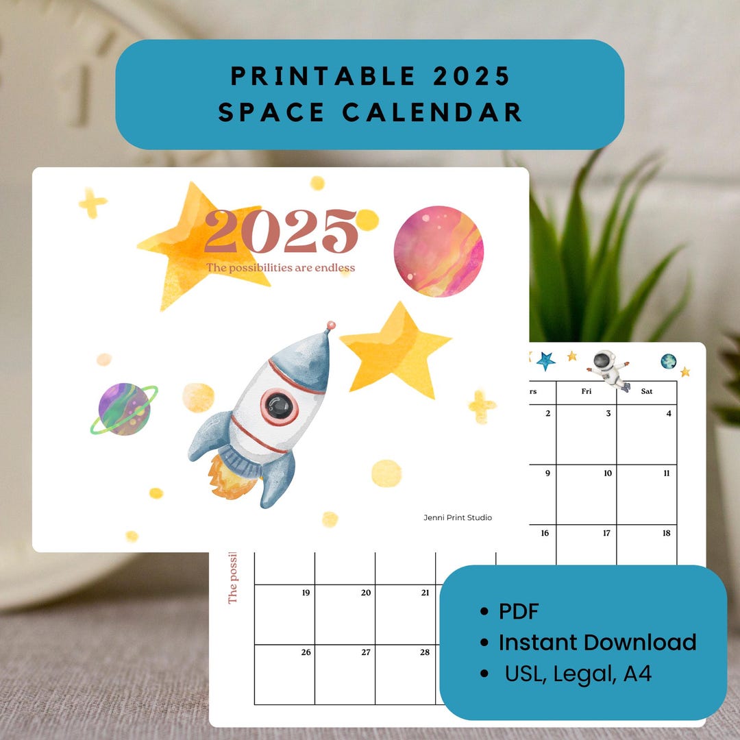2025 Space Calendar, Printable Wall Calendar, Desktop Calendar ...
