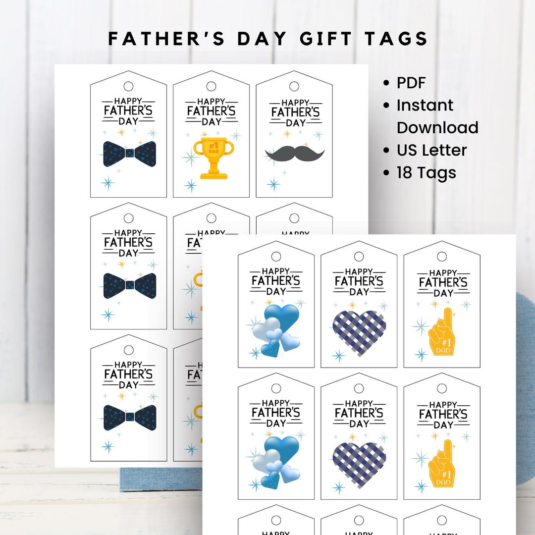Father's Day Gift Tags - Cute, Number One Dad, Happy Father's Day Gift ...