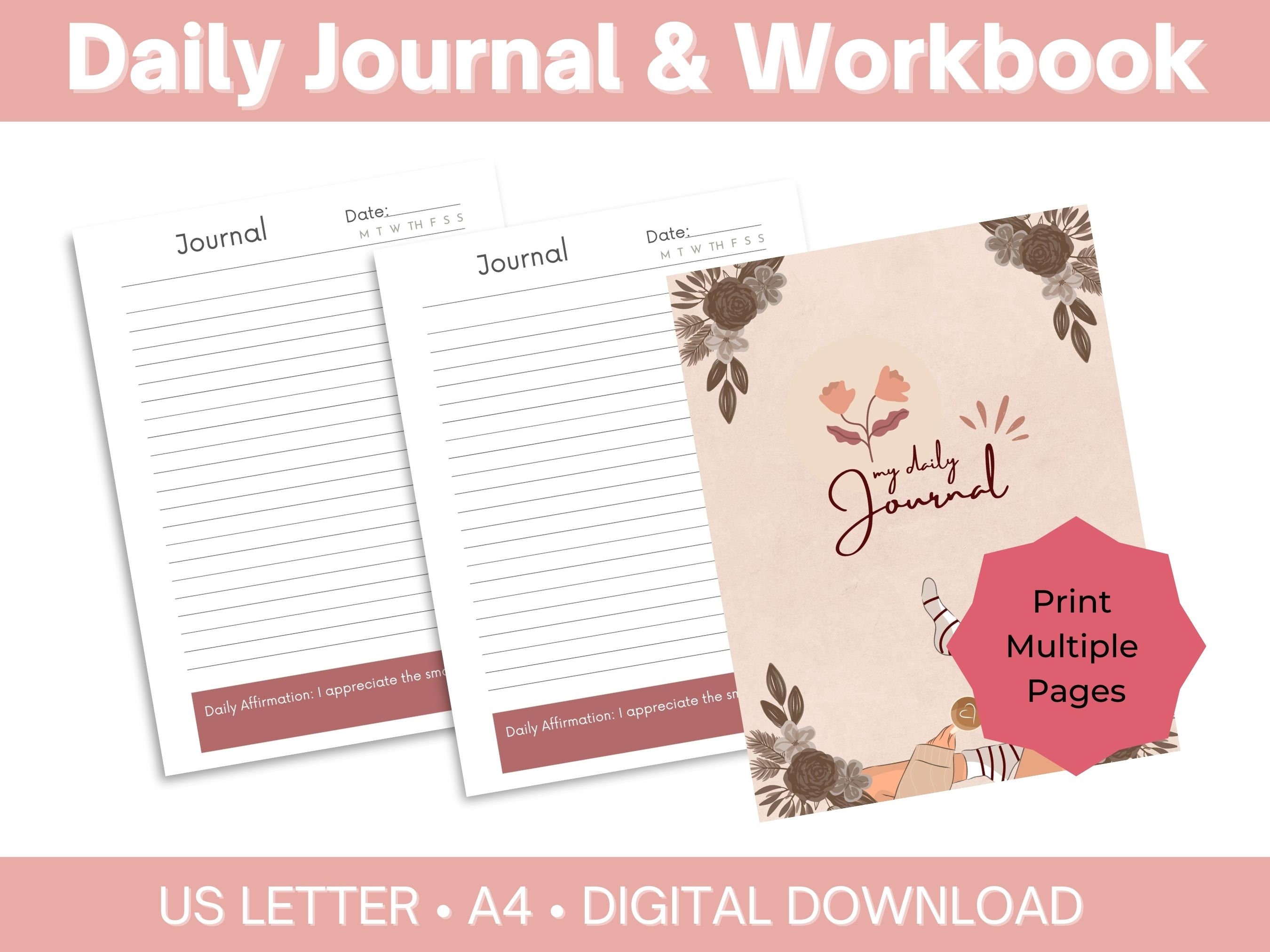 Daily Printable Journal and Workbook With Prompts and Affirmations - Etsy