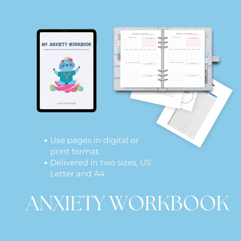 Printable Anxiety Workbook Planner, Identify Triggers, Mental Health ...