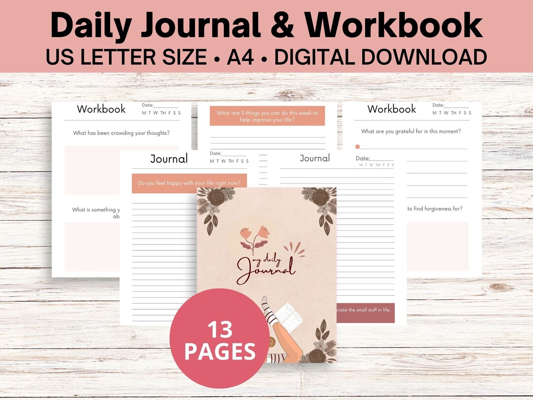Daily Printable Journal and Workbook With Prompts and Affirmations - Etsy