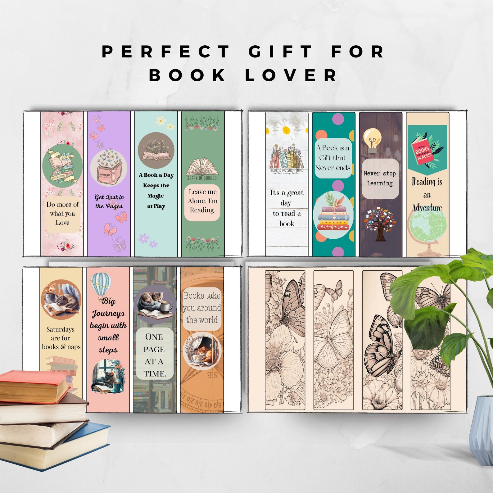 Printable Bookmark Bundle - 4 Sets of Themed Printable Bookmarks ...