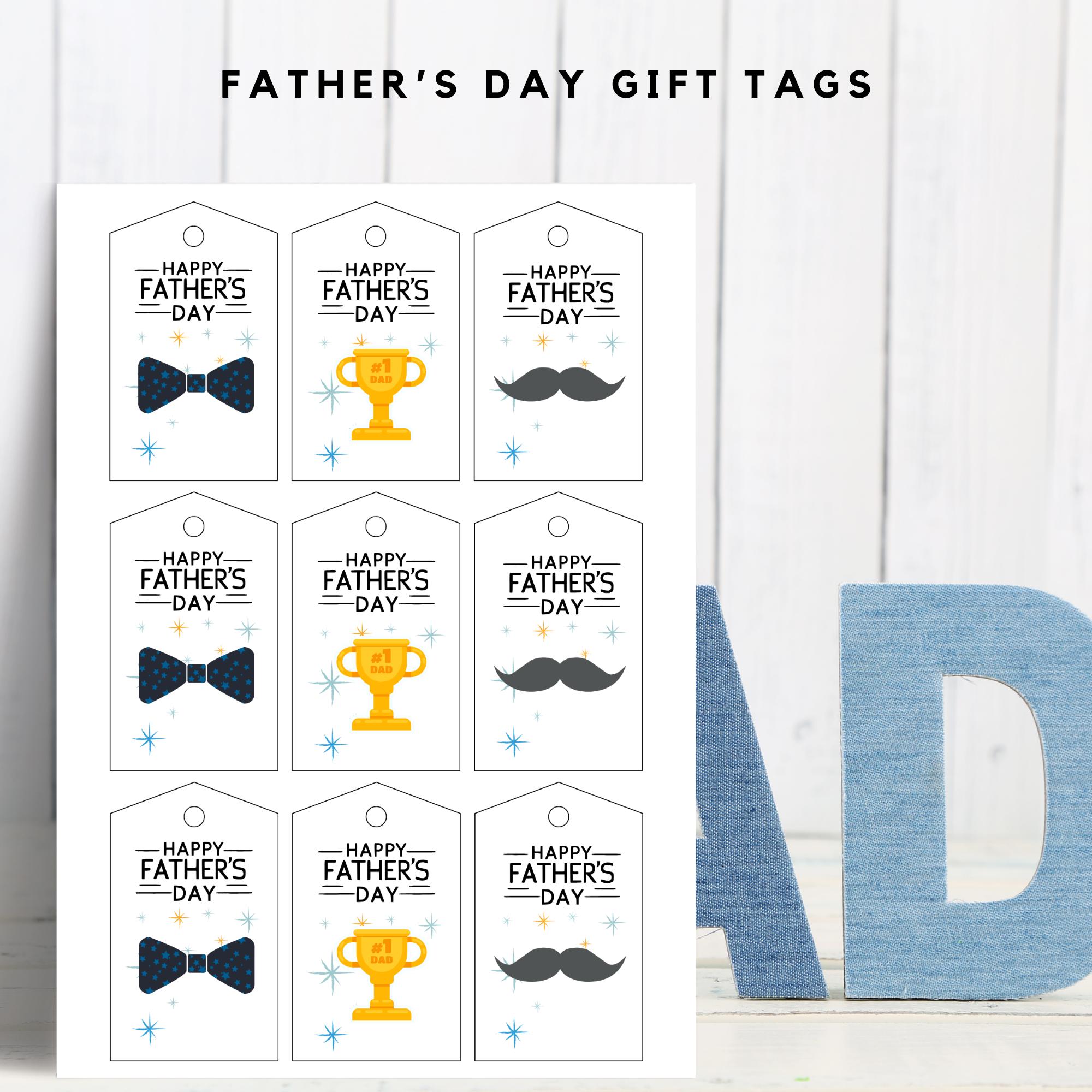 Father's Day Gift Tags - Cute, Number One Dad, Happy Father's Day Gift ...