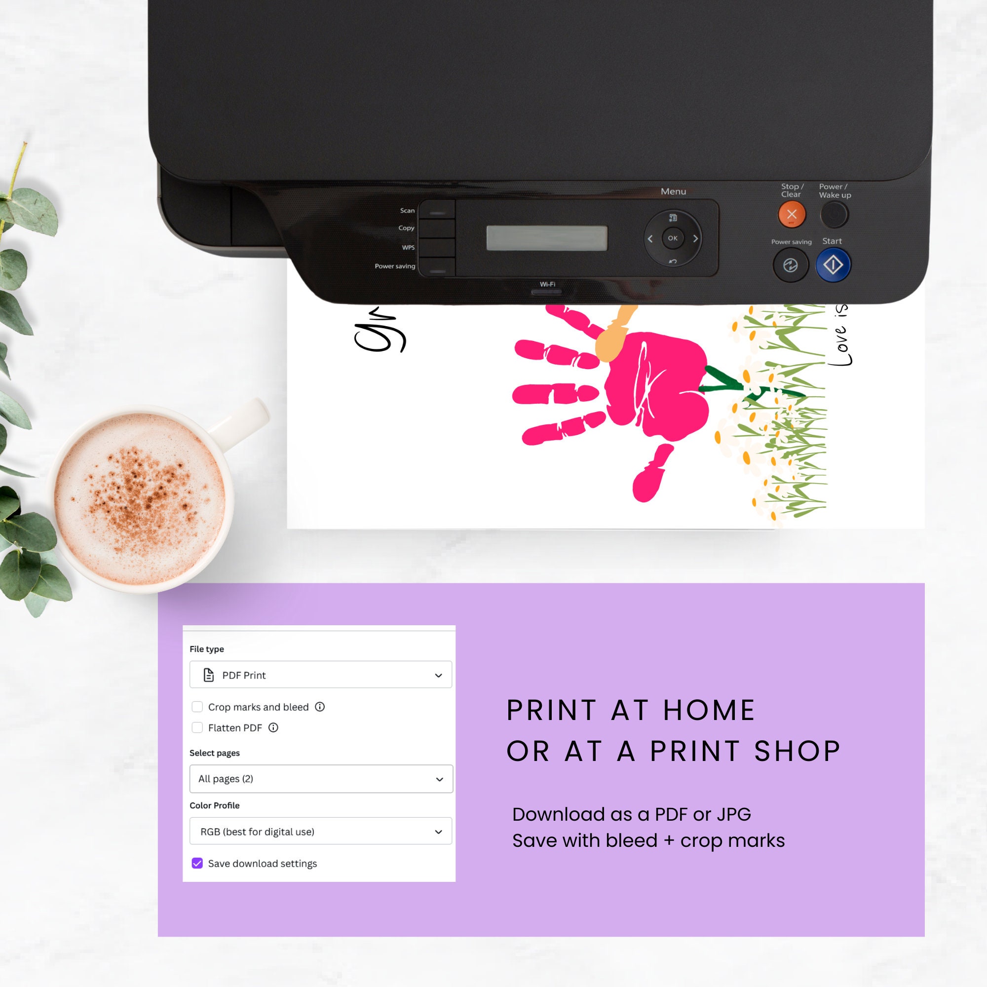 Printable Handprint Art, Grandma's Keepsake Gift, Mother's Day ...