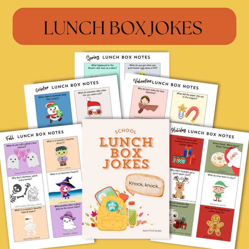 Kids Lunch Box Jokes: 96 Seasonal Dad Jokes (printable PDF) - Etsy