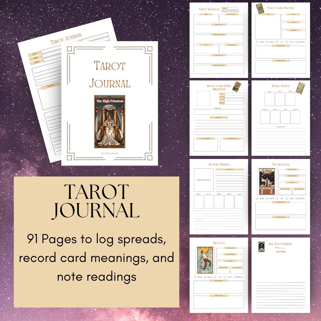 Printable Tarot Journal - Record Tarot Readings, Tarot Spreads, Tarot ...