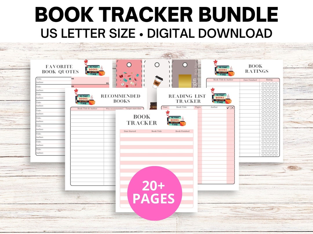 Printable Book Tracker Bundle With Bonus Travel Themed - Etsy