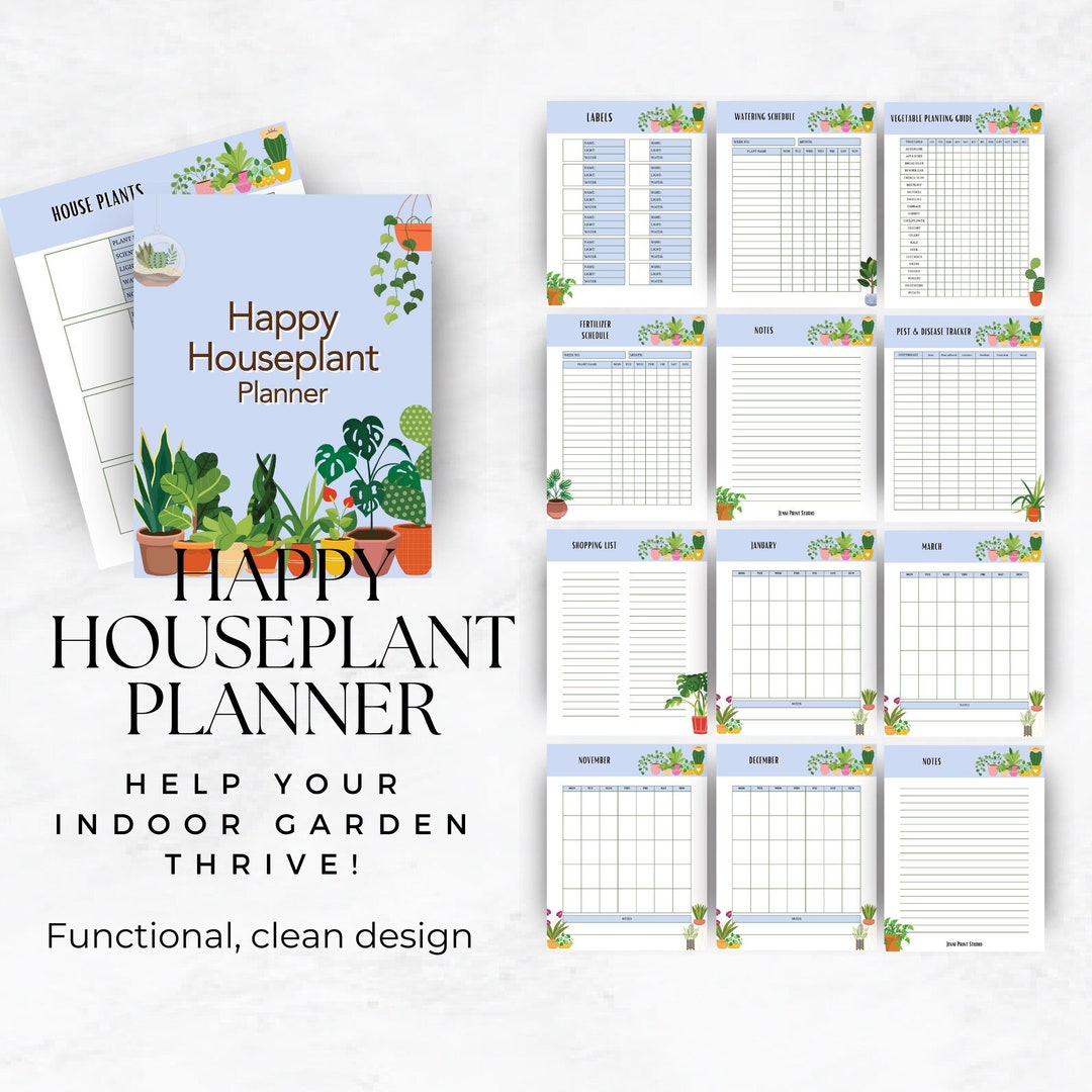 Printable Happy Houseplants Plant Care Planner - Plant Care Log Tracker ...