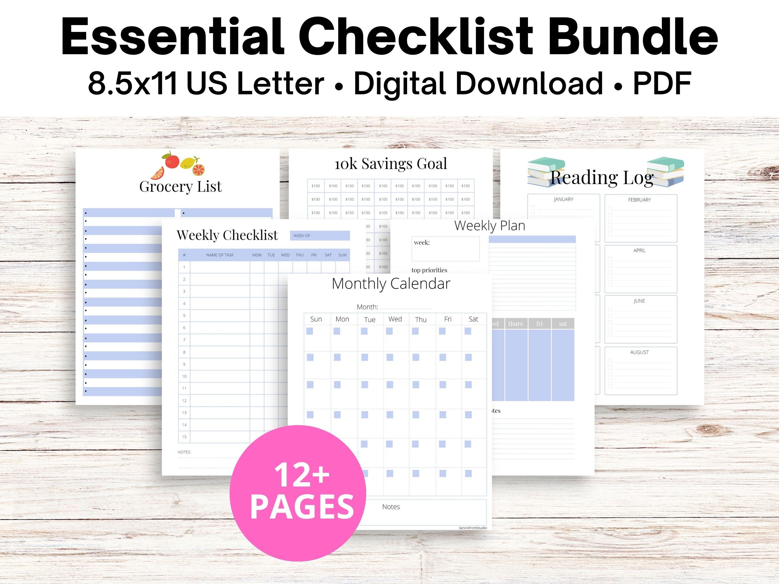 Essential Printable Checklist Bundle - Etsy