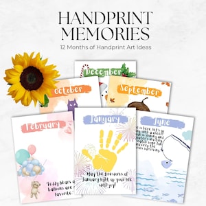Kids Handprint Memory Book Wall Art Keepsake Acitvity | 12 Months | New ...