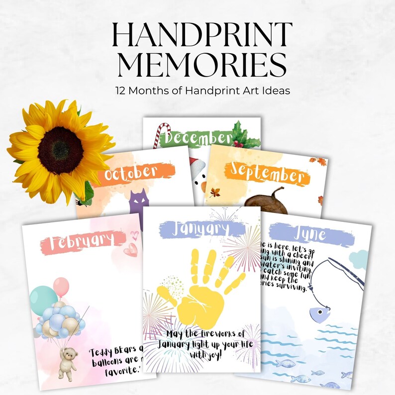 Kids Handprint Memory Book Wall Art Keepsake Acitvity | 12 Months | New ...