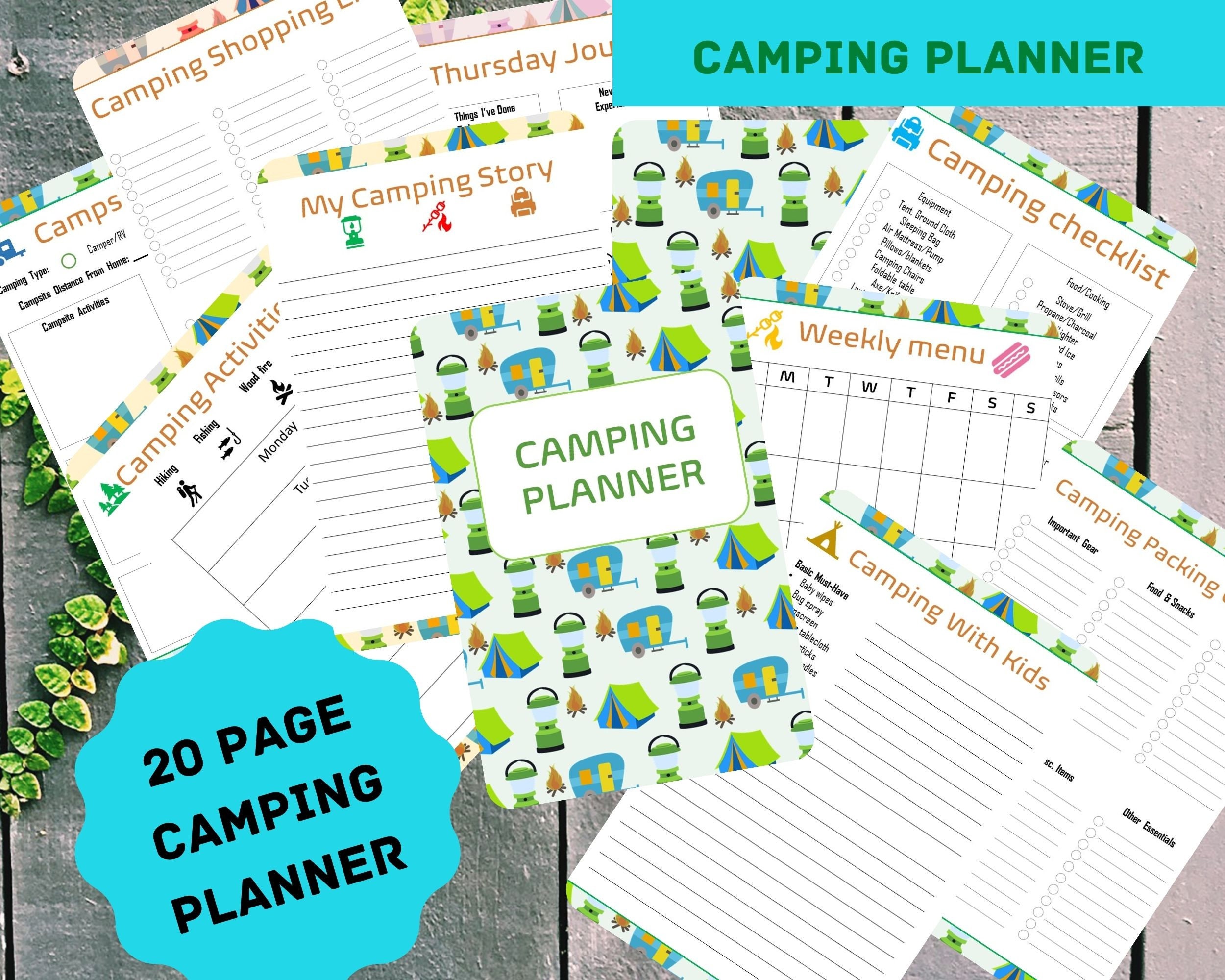 Camping Planner and Journal, Instant Download, 20 Pages, Summer Camp ...