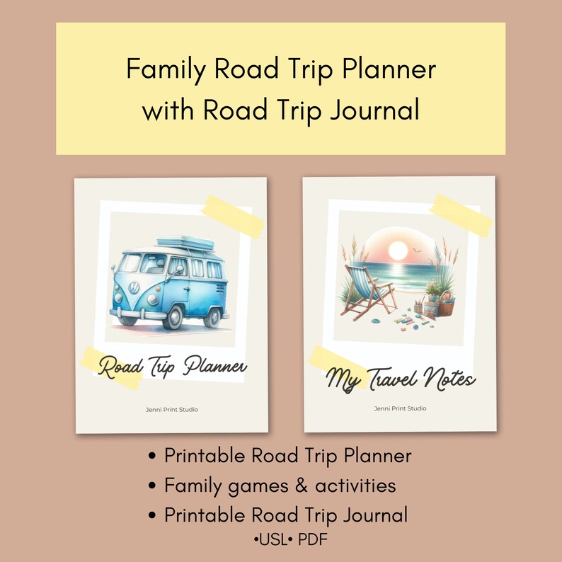 Printable Road Trip Planner: Kids Activities & Travel Journal (PDF ...