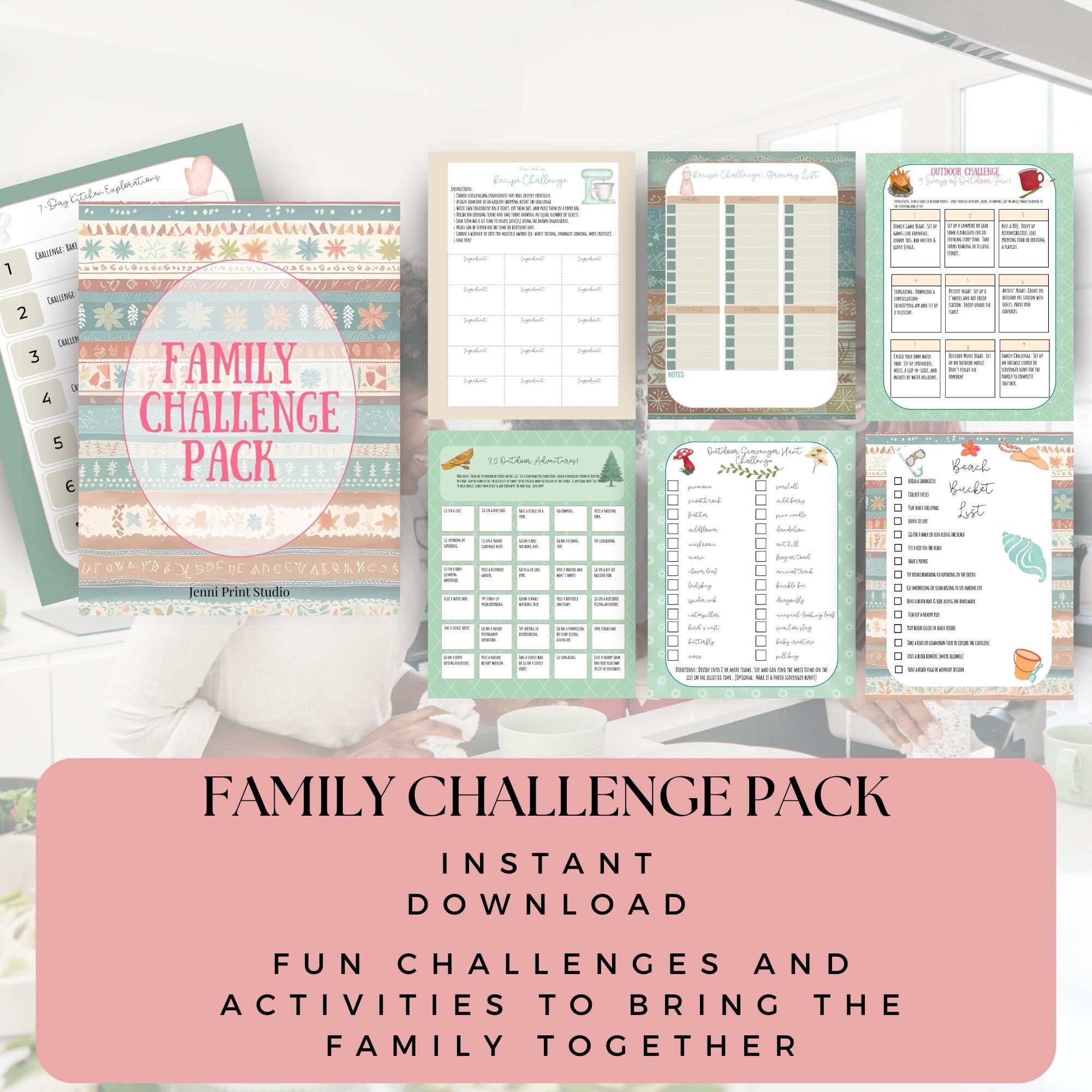 Printable Family Challenge Activities | Scavenger Hunt | Recipe ...