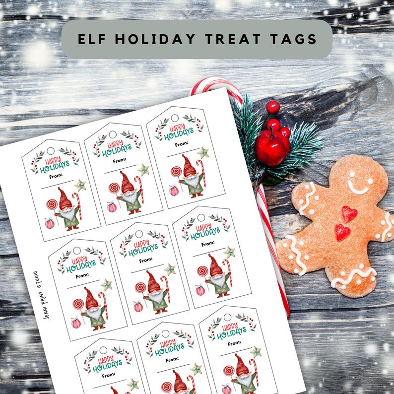 Holiday Treat Tags, Printable Gift Tags, Christmas Tag, Holiday Party ...