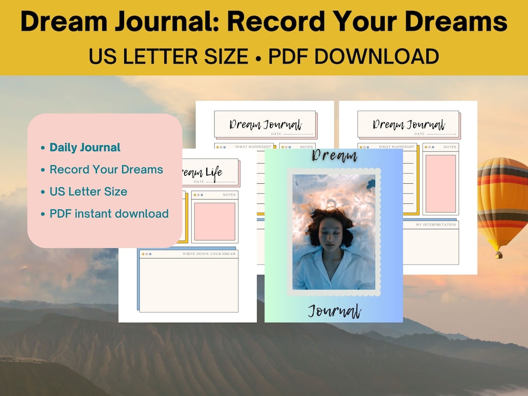 Dream Journal Printable PDF| Record Your Dreams Daily - Etsy