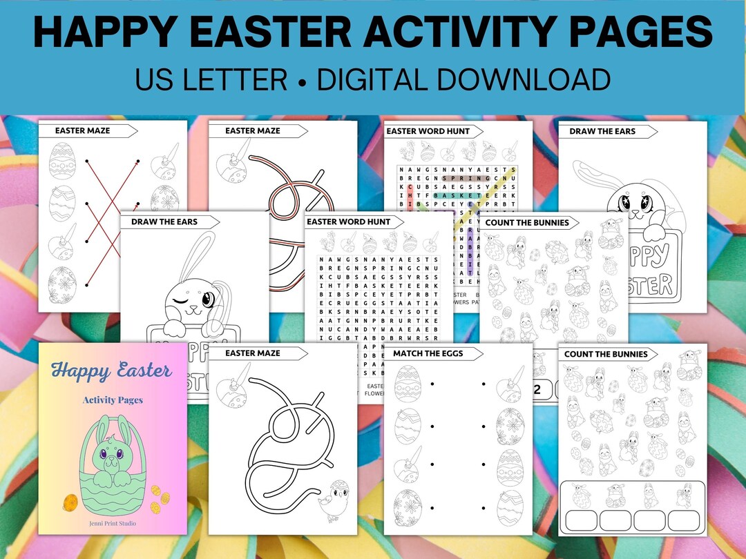 Happy Easter Printable Activity Pages With Kids Coloring Activities ...
