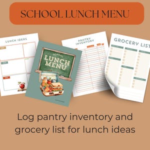 School Lunch Planner Printable: Weekly Menu, Grocery List (instant ...