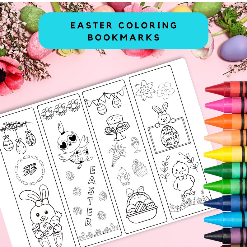 Printable Easter Coloring Bookmarks Activity for Kids, Cute Coloring ...