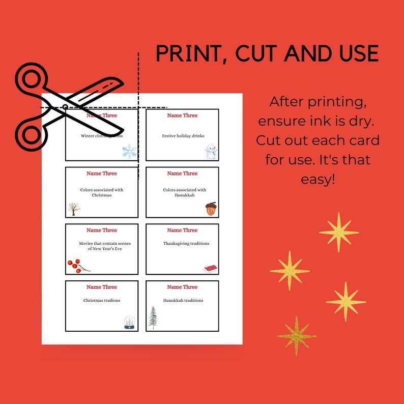 Name Three Holiday Game: Printable Family Party Activity (PDF) - Etsy