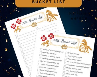 2026 Printable Bucket List - Etsy
