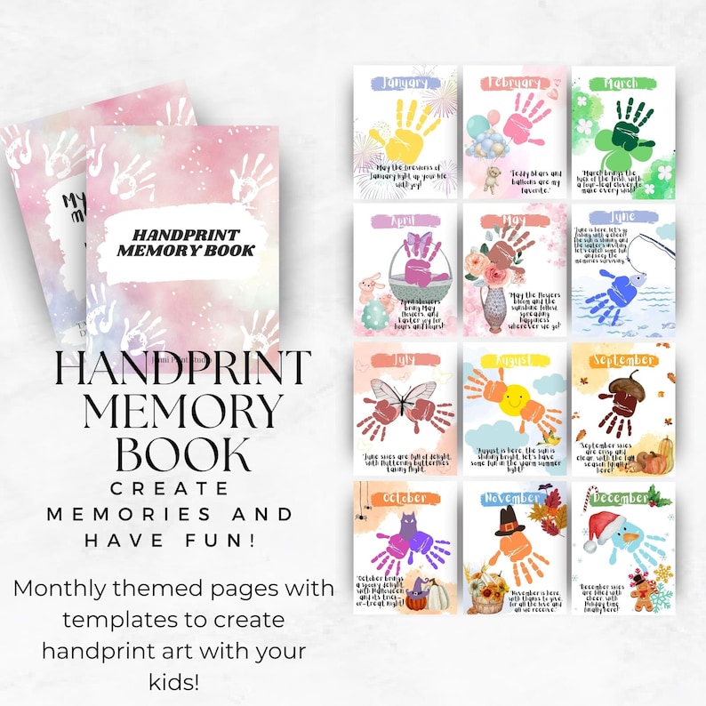 Kids Handprint Memory Book Wall Art Keepsake Acitvity | 12 Months | New ...