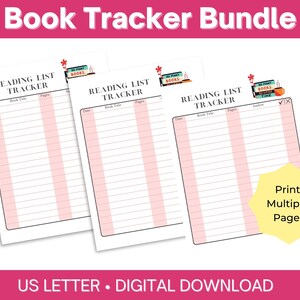 Printable Book Tracker Bundle With Bonus Travel Themed Bookmarks - Etsy