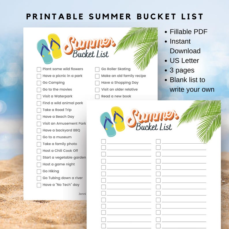 Summer Bucket List, Printable Summer Activity Checklist, Summer Break ...