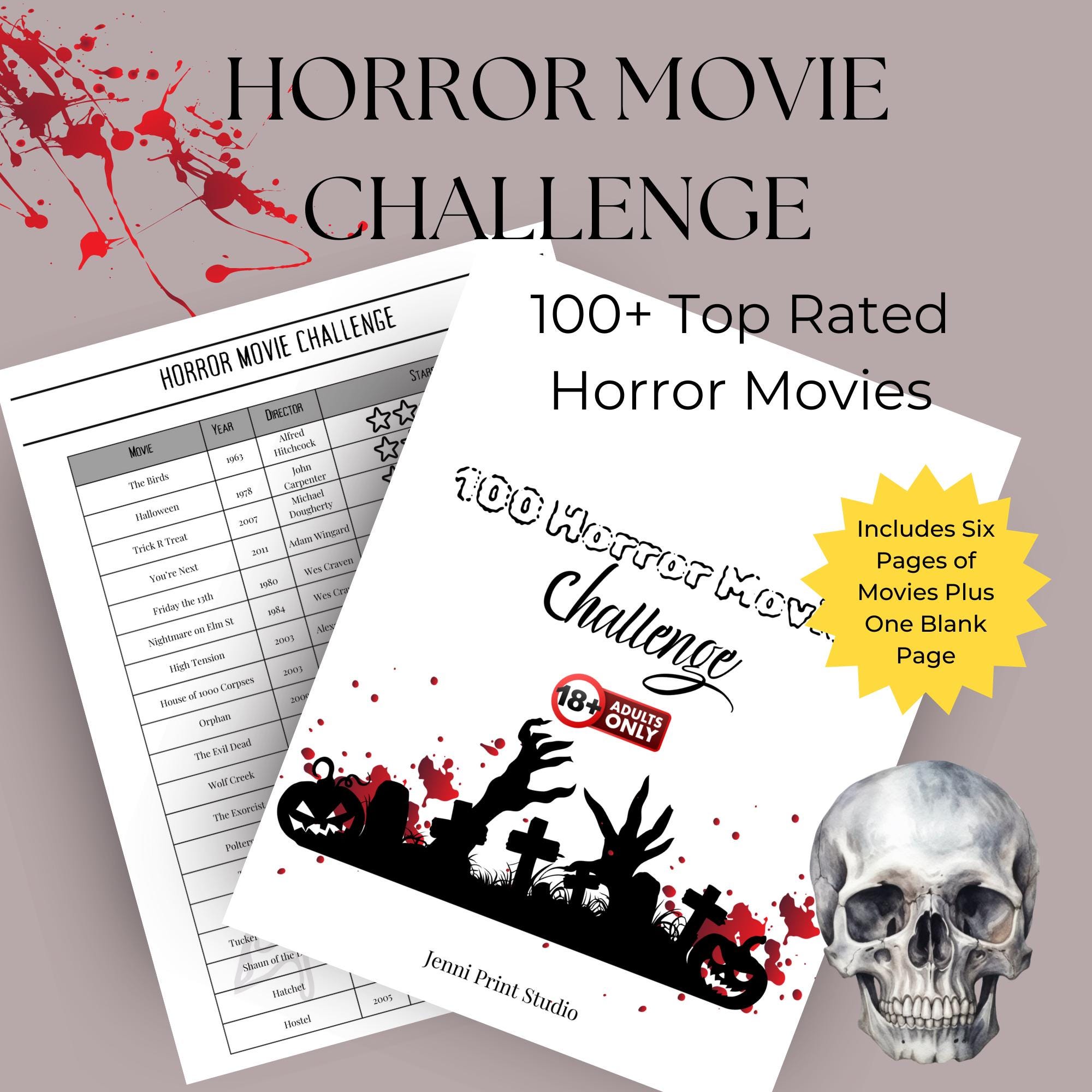 Printable Horror Movie Challenge 100+ Horror Movies to Rate and Watch ...