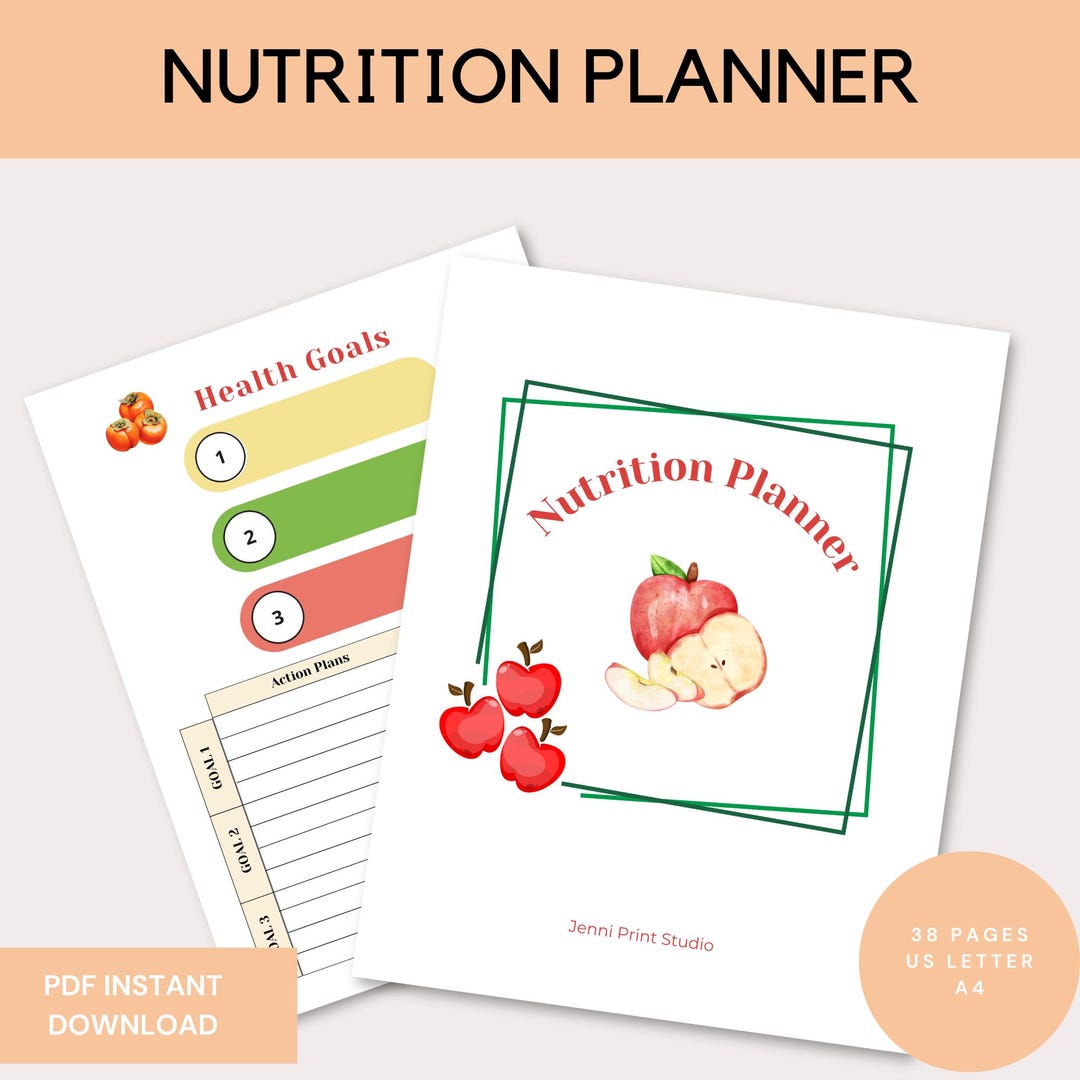 Printable Nutrition Planner: Weekly Meal Plan, Recipe Cards, 30-day ...