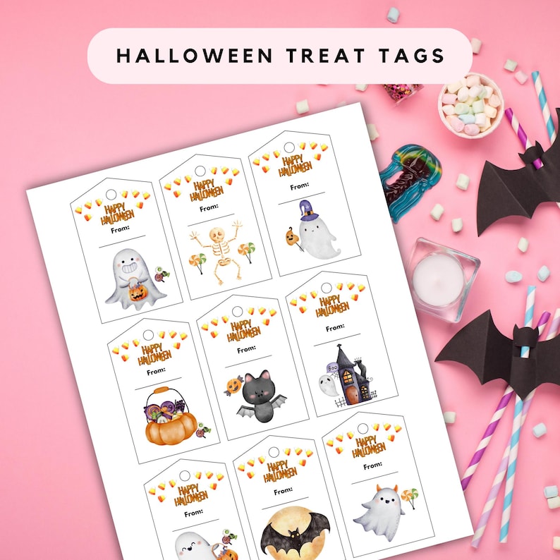 Printable Halloweentreat Tags, Digital Instant Download PDF, Cute Treat ...