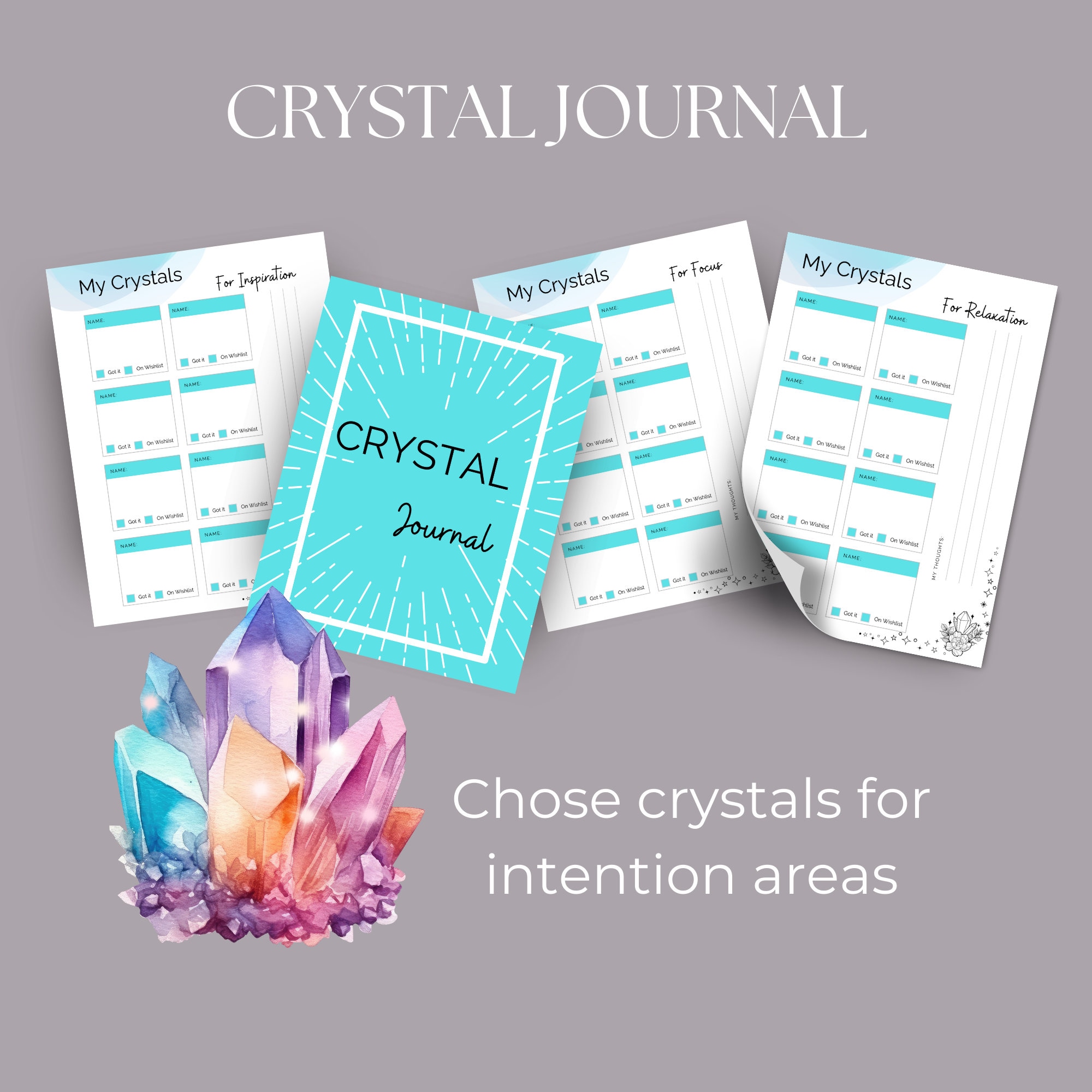 Printable Crystal Journal + Chakra Guide With Grids, Worksheets ...