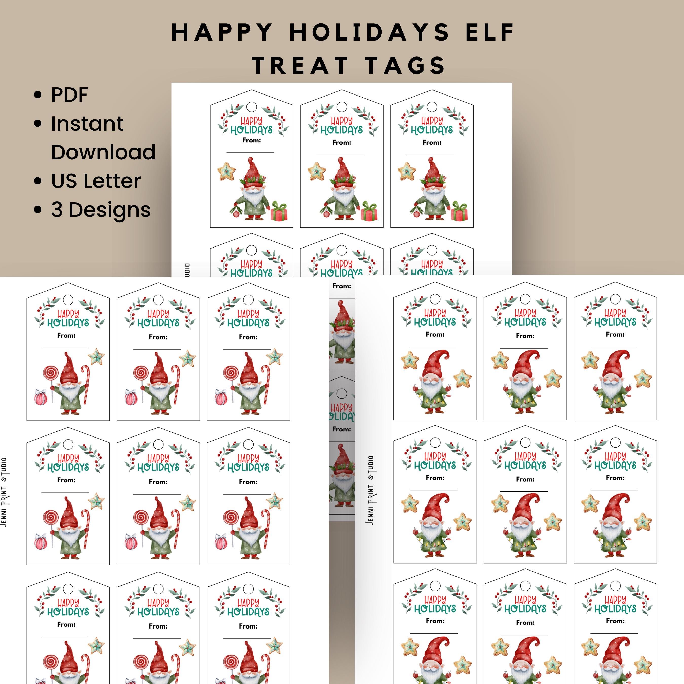 Holiday Treat Tags, Printable Gift Tags, Christmas Tag, Holiday Party ...