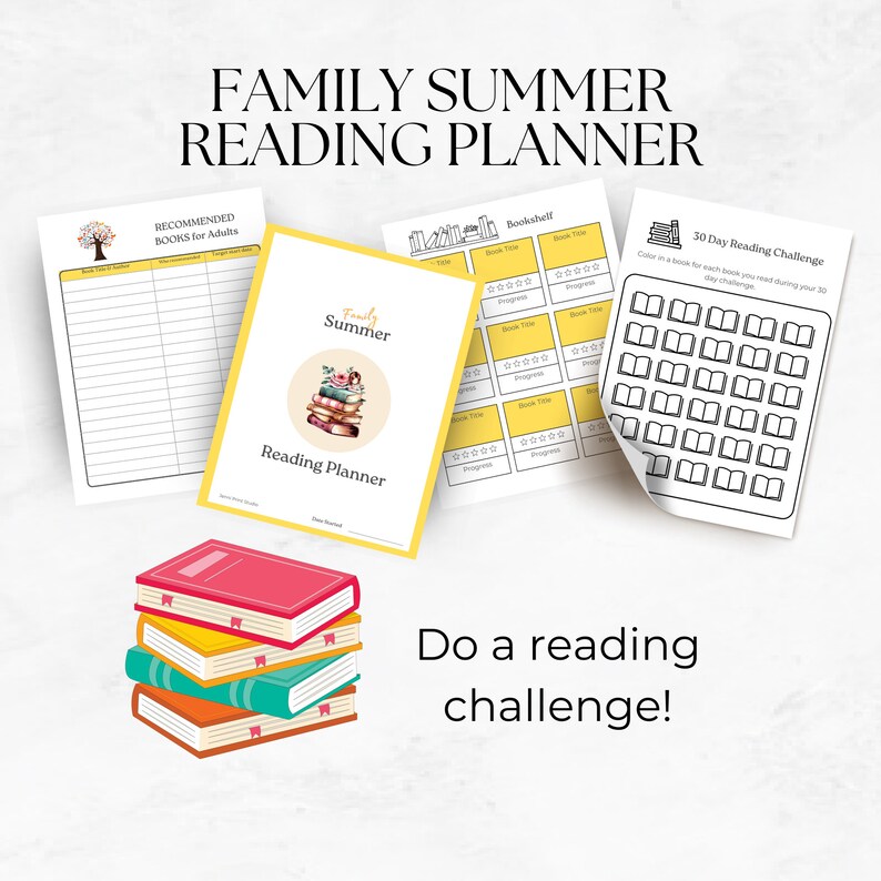 Printable Family Summer Reading Planner Book Tracker, Reading Challenge ...