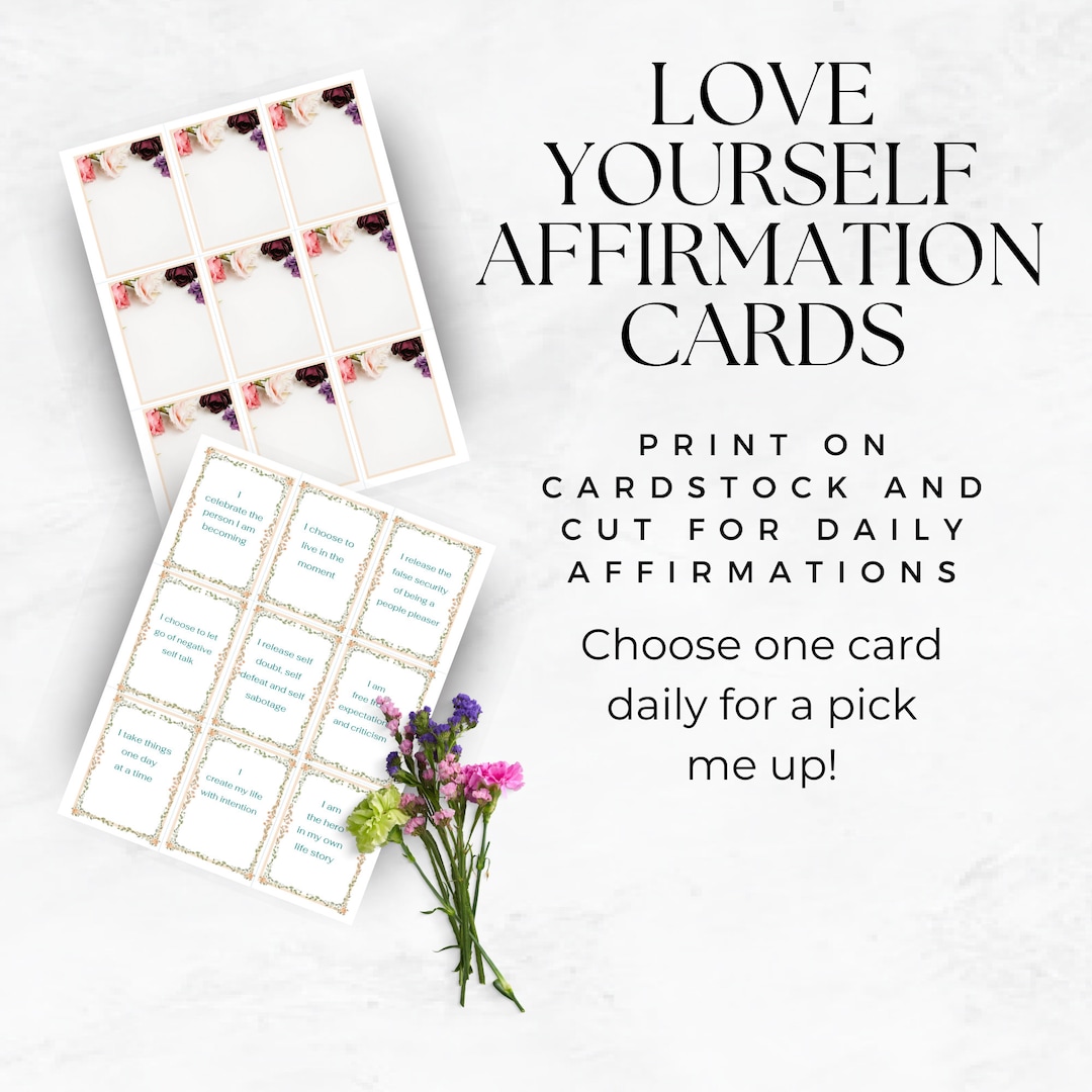 Printable Self-love Affirmation Cards: Floral Positive Affirmations ...