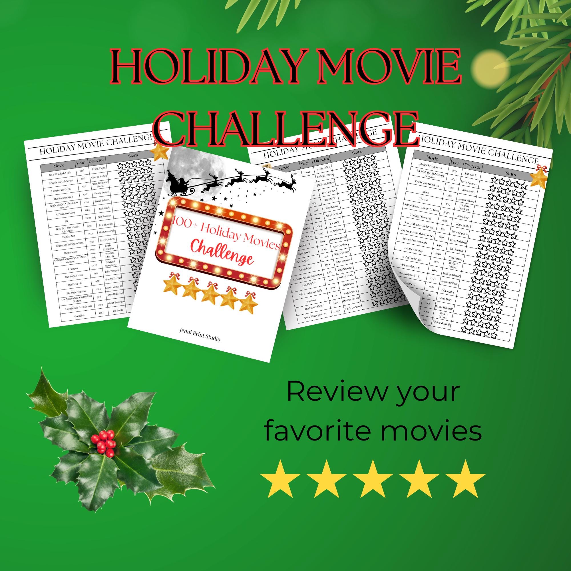 Printable Holiday Movie Challenge, Over 100 Holiday Movies to Watch ...