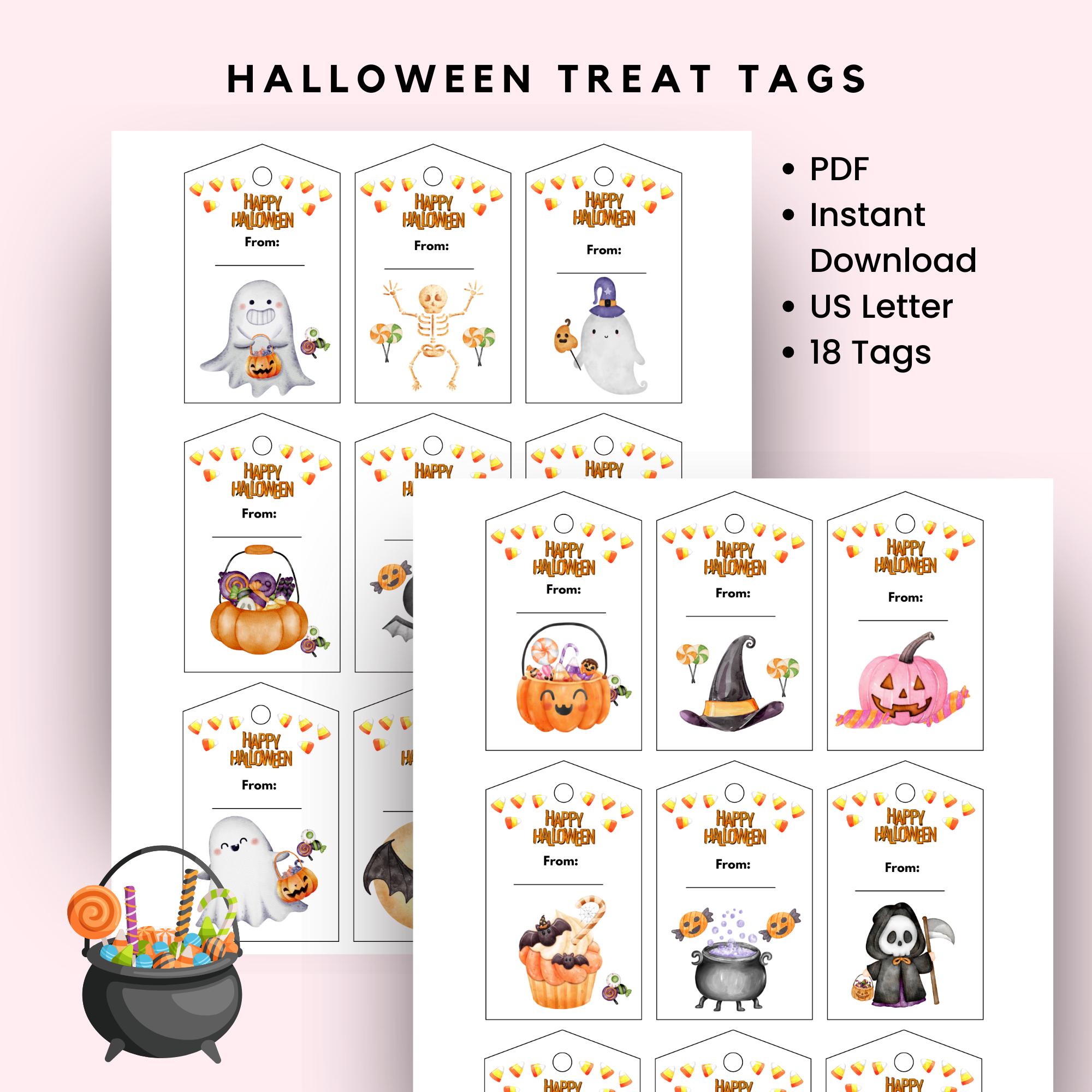 Printable Halloweentreat Tags, Digital Instant Download PDF, Cute Treat ...