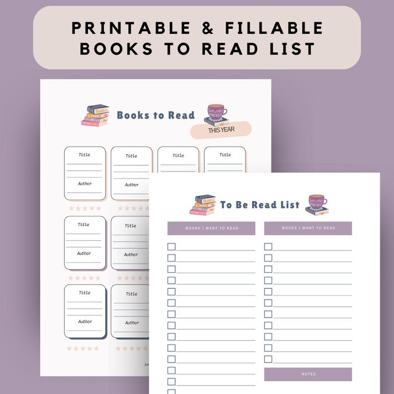 Printable to Be Read List: Editable Book Tracker Reading Log (fillable ...
