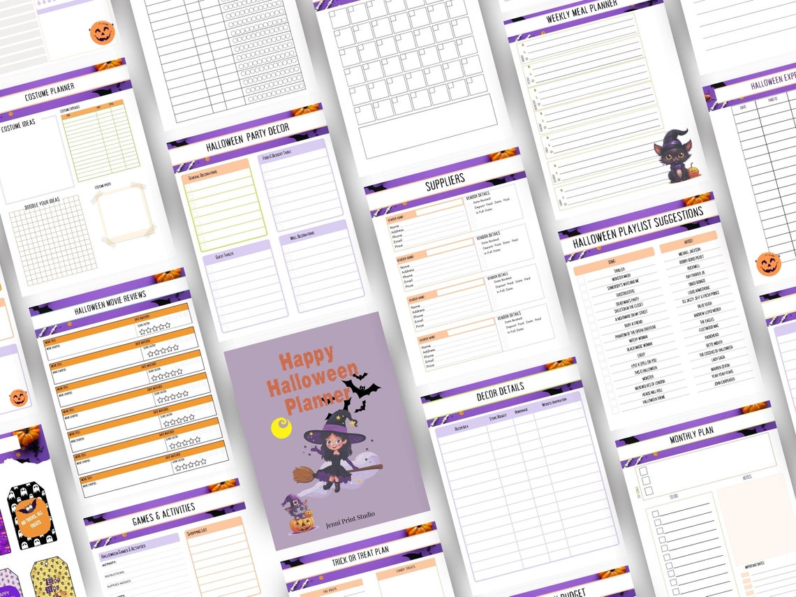 Happy Halloween Planner: Printable Costume Party Planner, Decorating ...