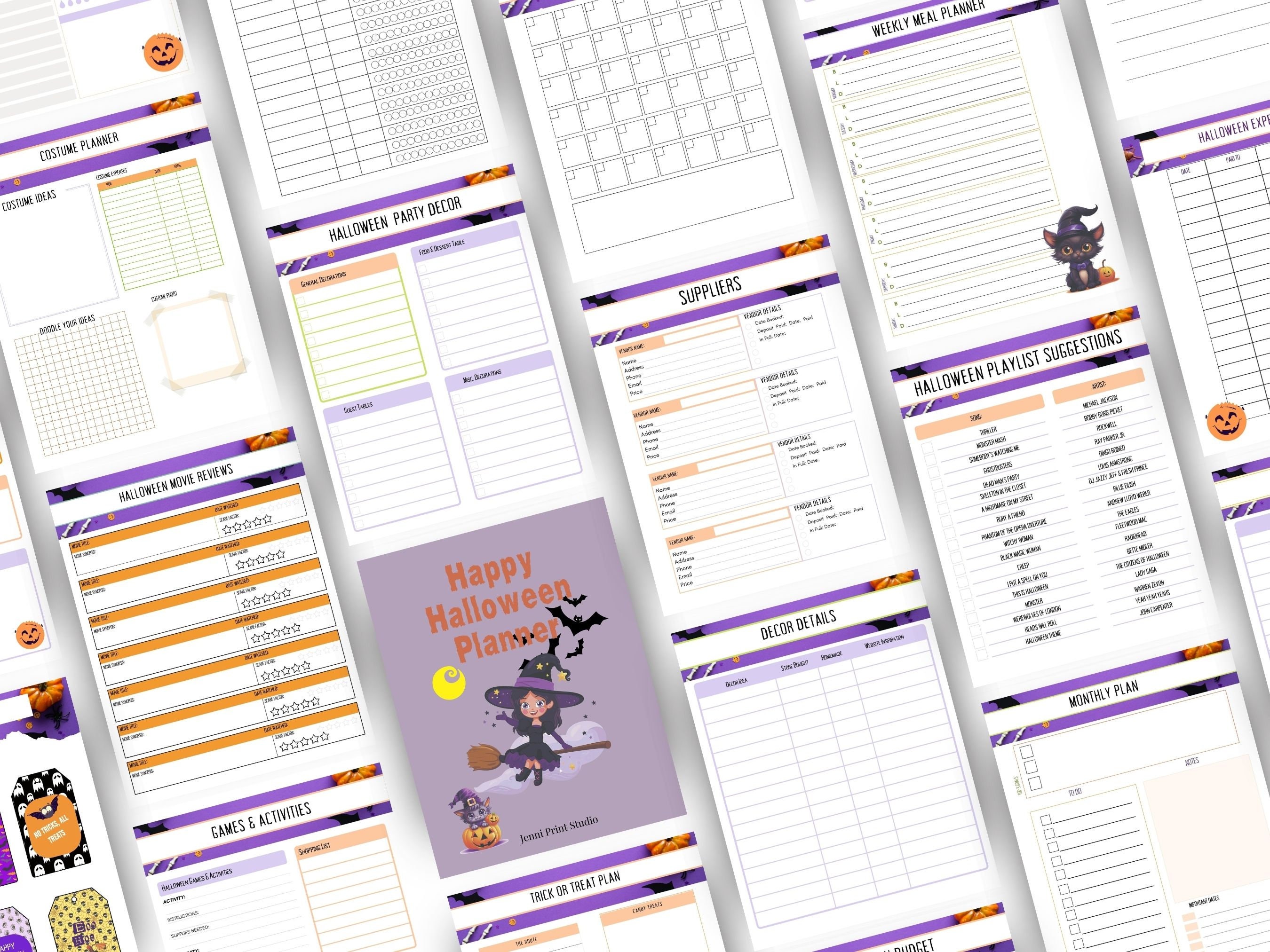 Happy Halloween Planner: Printable Costume Party Planner, Decorating ...