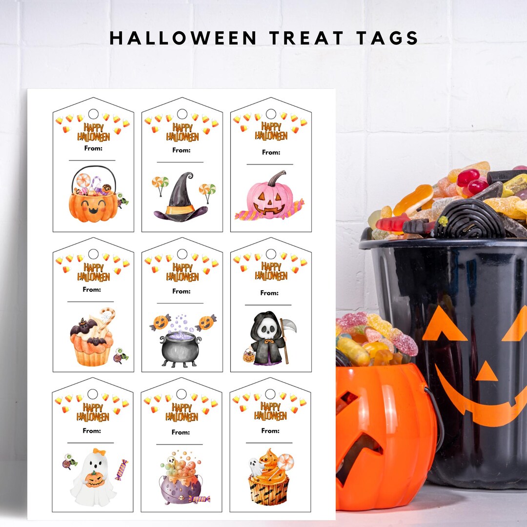 Printable Halloweentreat Tags, Digital Instant Download PDF, Cute Treat ...