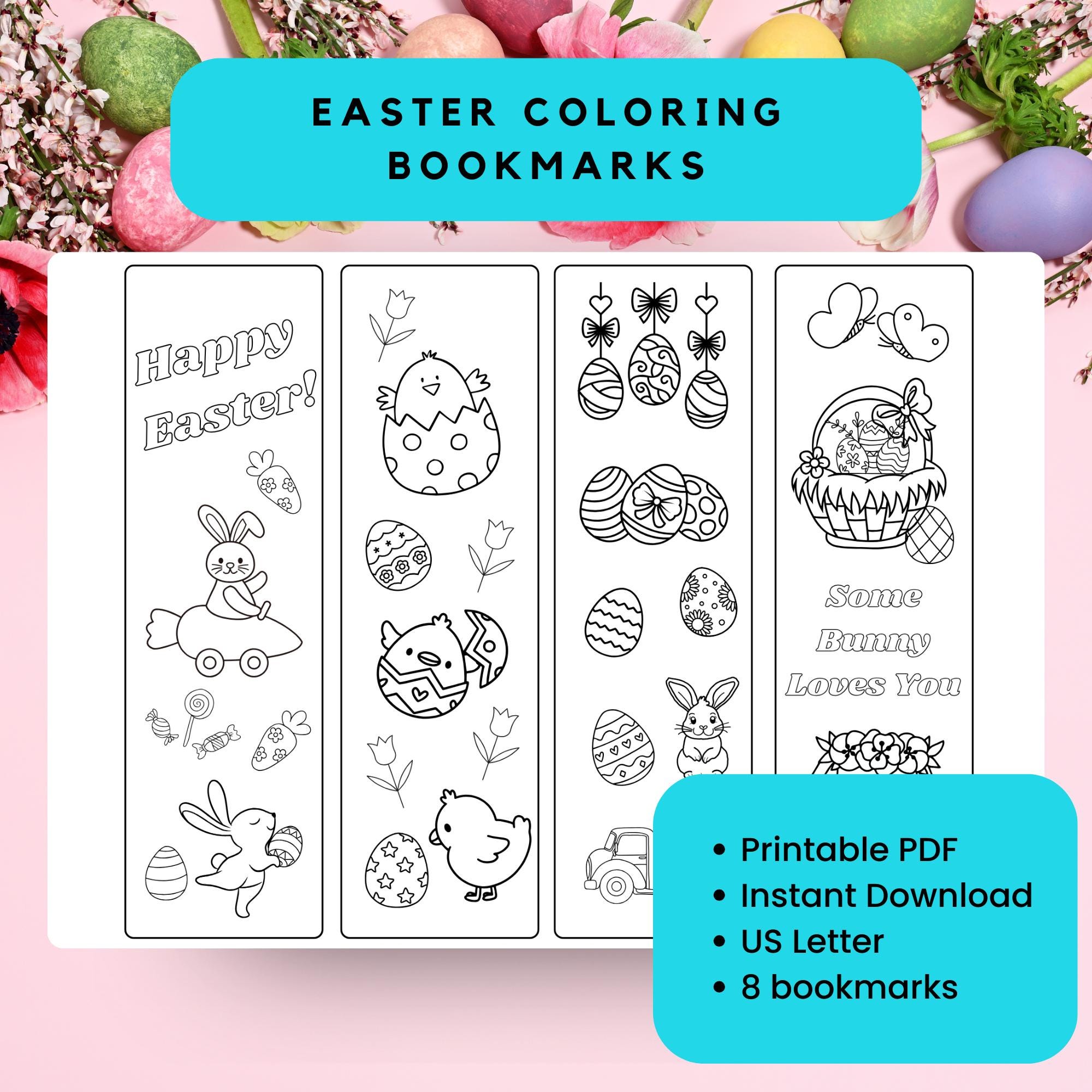 Printable Easter Coloring Bookmarks Activity for Kids, Cute Coloring ...