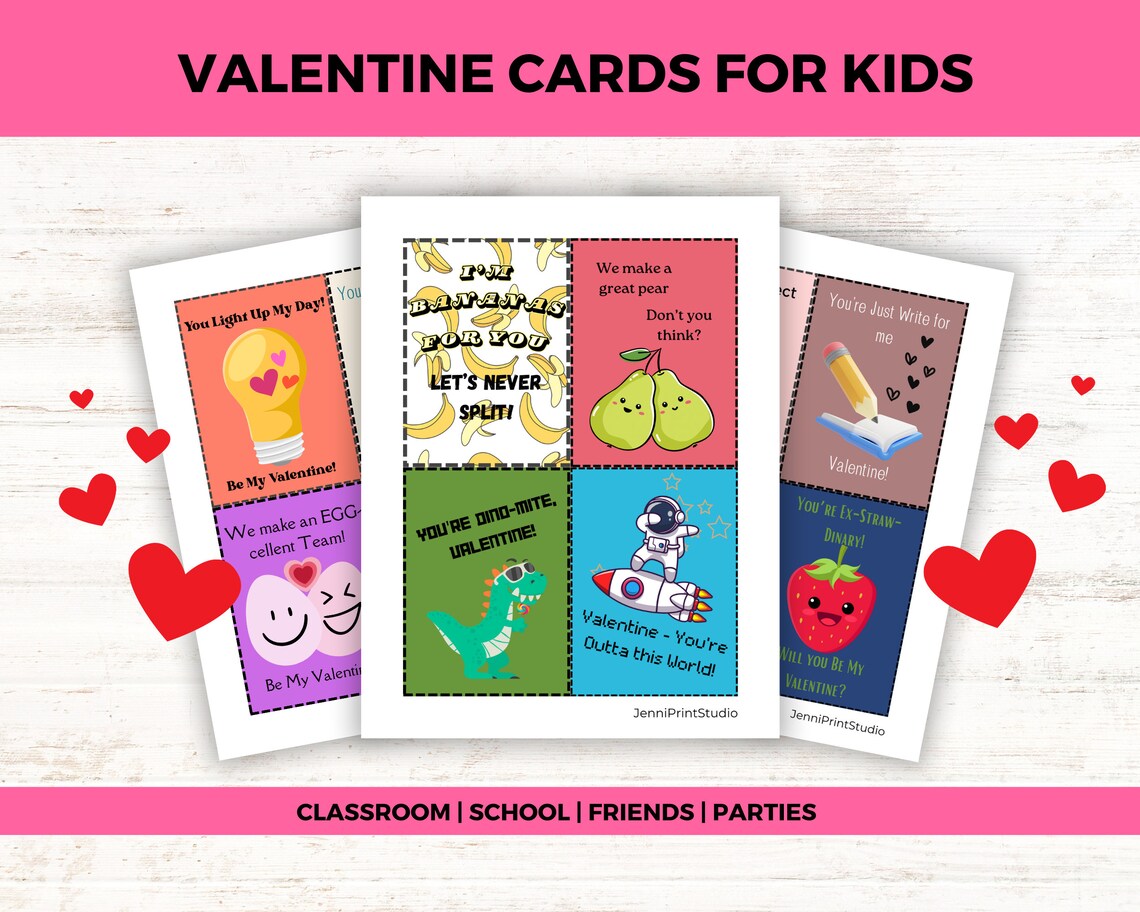 Printable Valentine Cards for Kids Classroom Valentine's Day Cards ...
