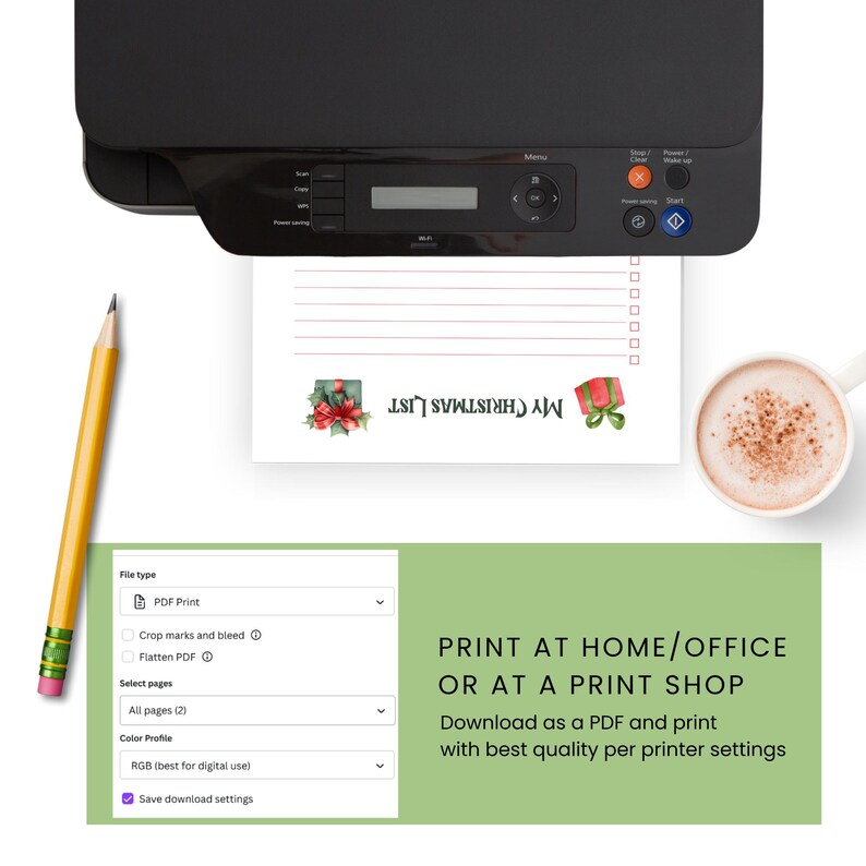Printable Fillable PDF Christmas List for Gift Giving, Holiday Shopping ...