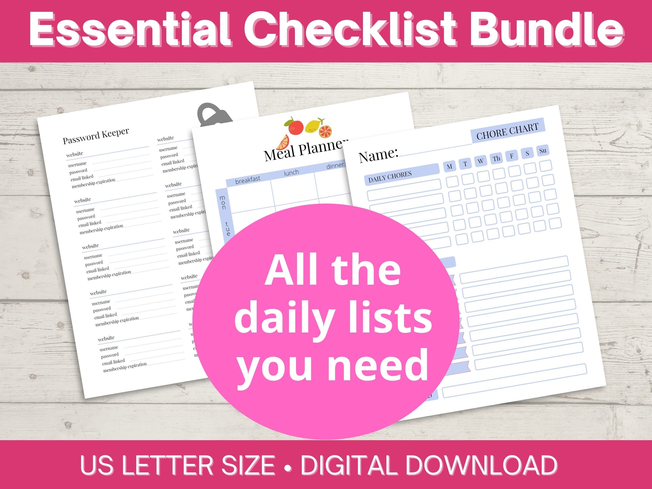 Essential Printable Checklist Bundle - Etsy
