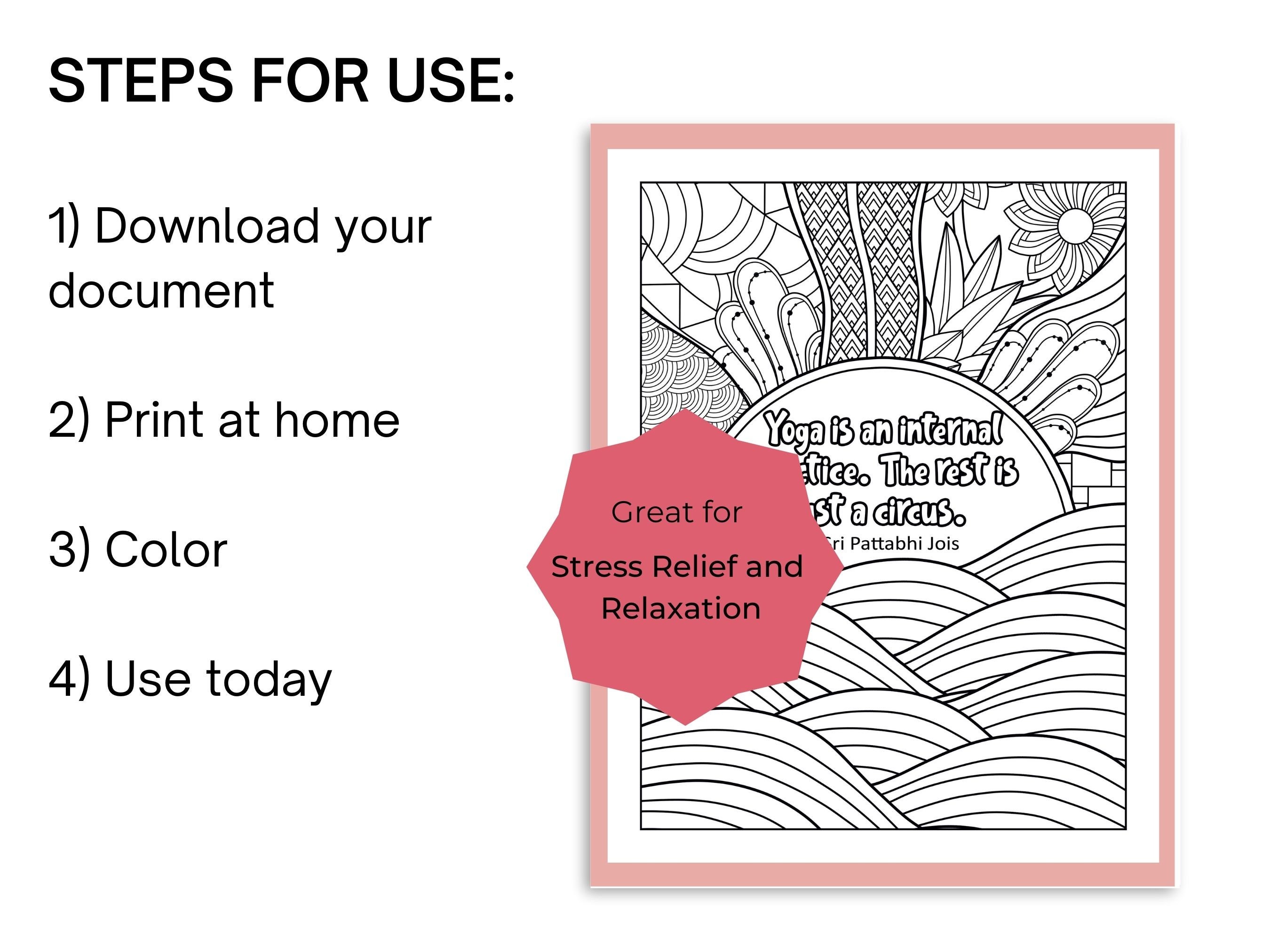 Printable Yoga Coloring Book With Inspirational Quotes - Etsy