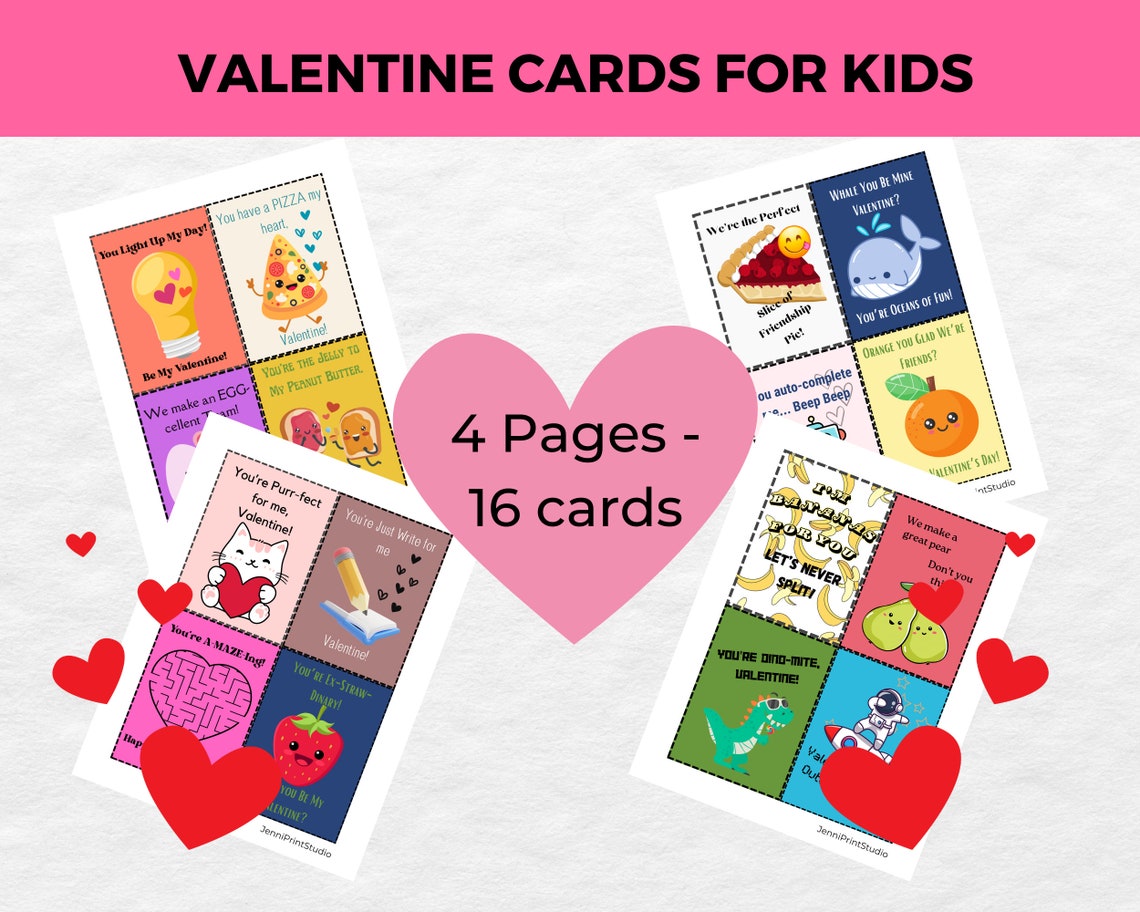 Printable Valentine Cards for Kids Classroom Valentine's Day Cards ...