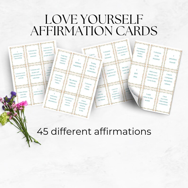Printable Self-love Affirmation Cards: Floral Positive Affirmations ...